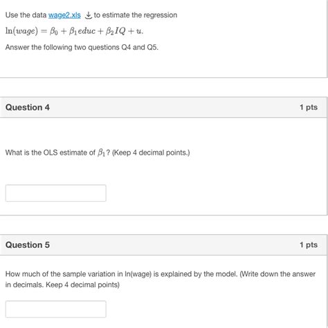use the data wage2 xls to estimate the regression