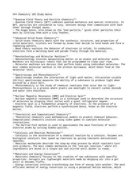 Chem 105 Class Notes Pdf Chemistry Molecules