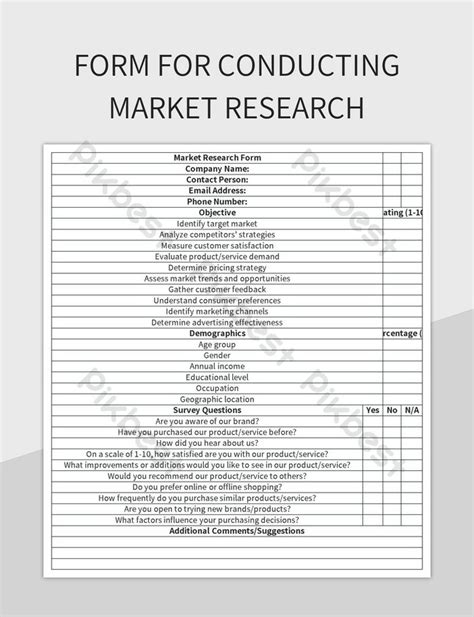 Market Research Form A Comprehensive Guide To Effective Data Collection Excel Template Free