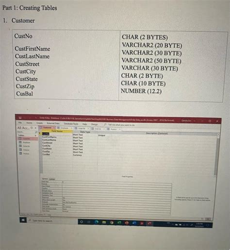 Part 1 A Creating Tables For This Project You Have