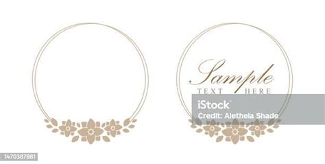 플로럴 베이지 라운드 프레임 식물 보호 테두리 벡터 그림입니다 결혼식 행사 간판 로고 레이블 소셜 미디어 게시물 등을위한 심플하고 우아한 낭만적 인 스타일 0명에 대한 스톡