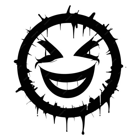 Un Círculo Con Una Cara Sonriente Y Una Cara Sonrisa Vector Premium