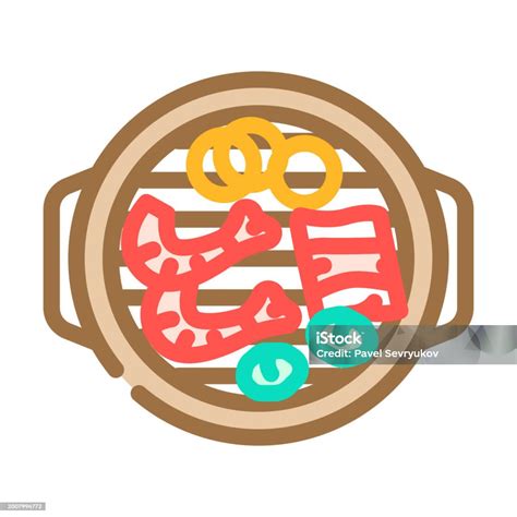 한국 바베큐 그릴 요리 컬러 아이콘 벡터 일러스트 레이 션 0명에 대한 스톡 벡터 아트 및 기타 이미지 0명 김밥 깨 Istock