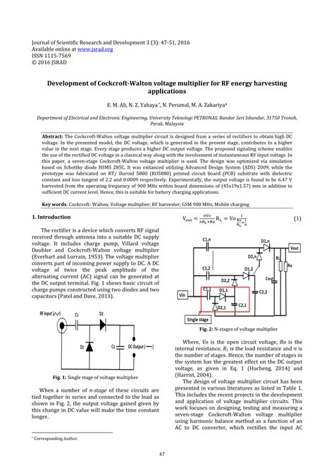 PDF Development Of Cockcroft Walton Voltage Multiplier For RF Energy