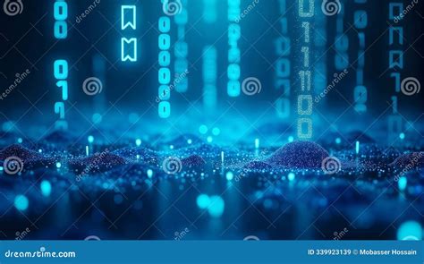 Binary Code Matrix Background Perspective View With Depth Of Field