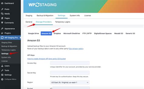 How To Back Up A Website To An Amazon S3 Bucket Using Api Credentials • Wp Staging