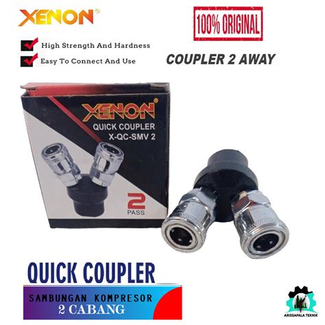 Jual Xenon Quick Coupler Cabang 2 Way Sambungan Selang Mesin Kompresor Angin Nepel Kopler