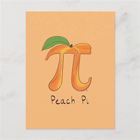 Peach Pi Cute Math Pi Day Postcard Pi T Pi Day Postcard