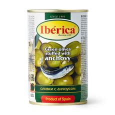 Оливки Iberica с анчоусом, 300 г — купить с доставкой из Яндекс Лавки