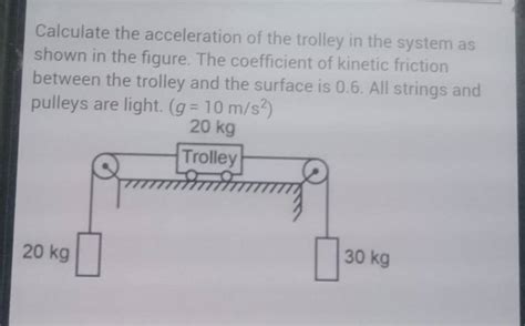 Calculate The Acceleration Of The Trolley In The System As Shown In The F