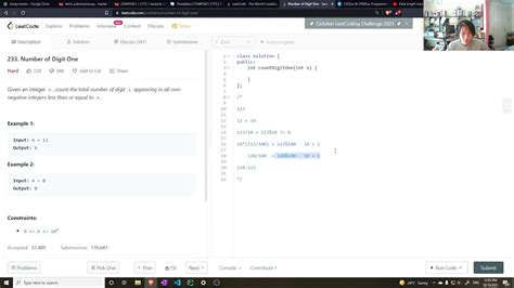233 Number Of Digit One Daily Leetcode Day 41 Youtube
