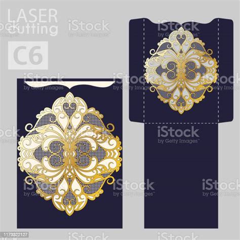 다이 레이저 컷 웨딩 카드 벡터 템플릿 초대 봉투 웨딩 레이스 초대 모형입니다 레이저 절단을위한 템플릿 다이 컷 포켓 봉투 템플릿 결혼식에 대한 스톡 벡터 아트 및 기타