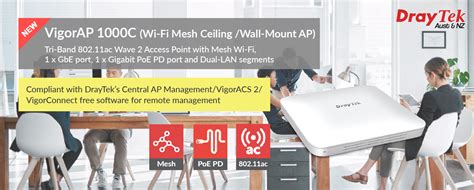 New DrayTek Tri Band Ac Wave Access Point With Mesh Wi Fi And PoE PD Port VigorAP
