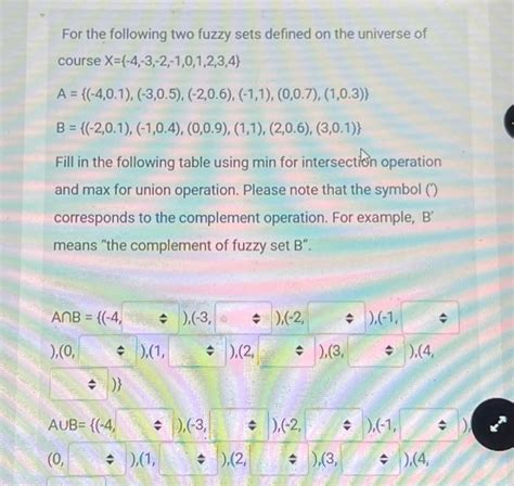 solved for the following two fuzzy sets defined on the