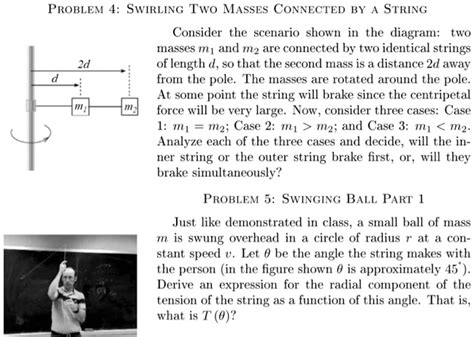 solved problem 4 swirling two masses connected by a string consider