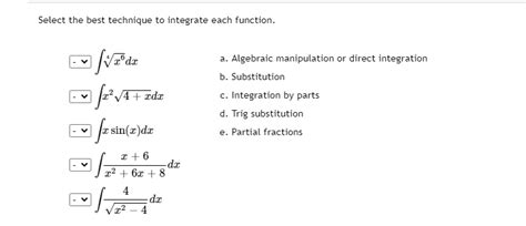 Solved Select The Best Technique To Integrate Each Function
