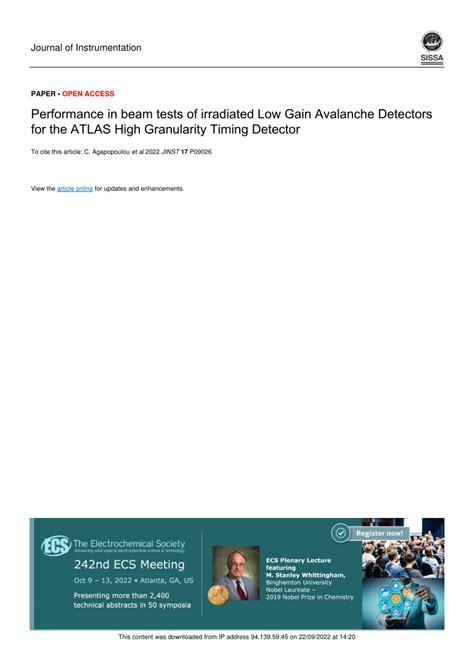 Pdf Performance In Beam Tests Of Irradiated Low Gain Avalanche Detectors For The Atlas High