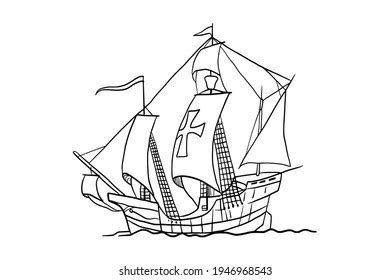 Hand Drawn Sketch Illustration Santa Maria Stock Vector Royalty Free