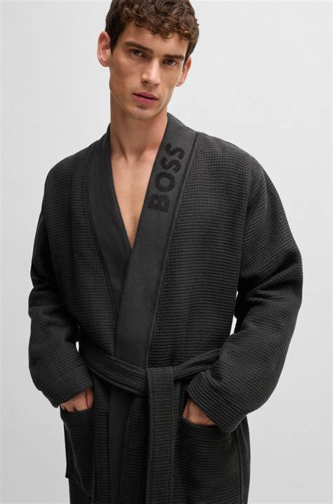 Boss Waffle Structure Dressing Gown With Embroidered Logo