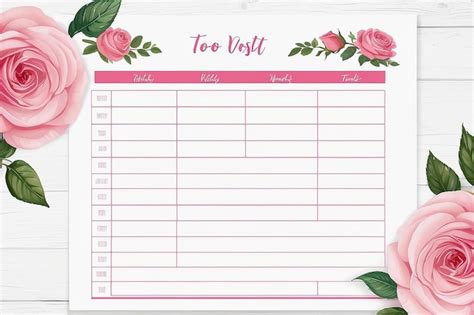Weekly Planner Todo List Pink Rose Flower Premium AI Generated Image