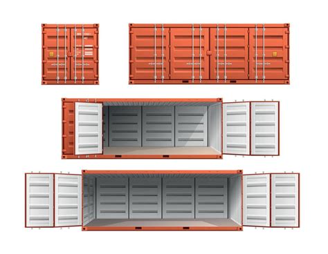 Realistic Cargo Container Set 11999758 Vector Art At Vecteezy