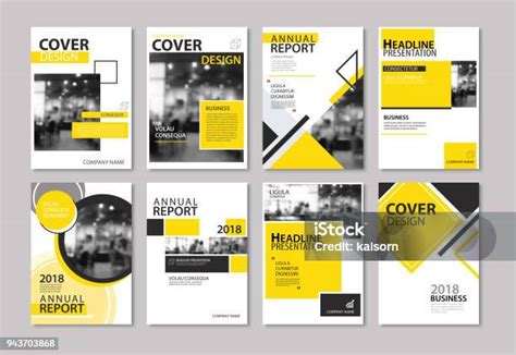 노란색 표지 연간 보고서 브로셔 디자인 서식 파일의 집합입니다 비즈니스 잡지 전단지 프레 젠 테이 션 포트폴리오 포스터 기업 배경 사용 합니다 설계도에 대한 스톡 벡터 아트