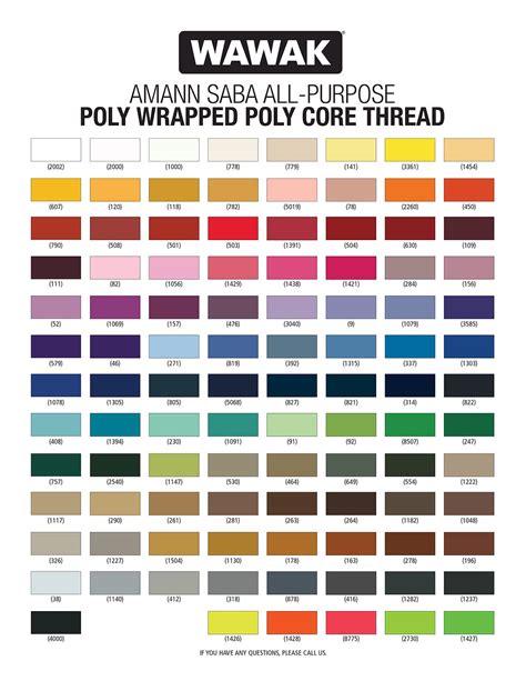 Amann Saba Thread Color Chart