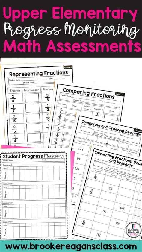 Upper Elementary Math Assessments Comparing Numbers And Fractions Worksheets