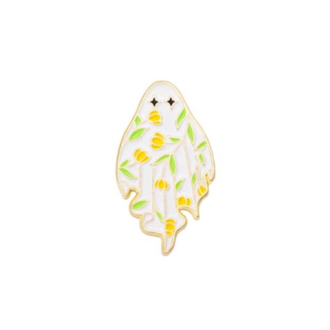 Boo Tiful Yellow Flower Ghost Pin Funky Pins
