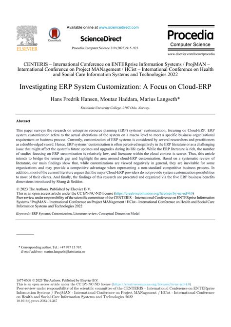 PDF Investigating ERP System Customization A Focus On Cloud ERP