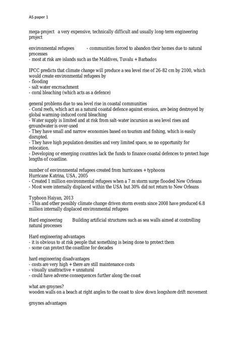 Edexcel Geography Notes Geography As Level A Levels Edexcel Thinkswap
