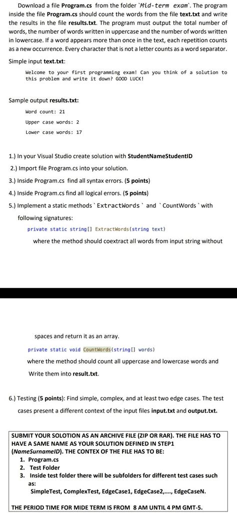 Solved Namespace Midterm Public Class Wordscounter