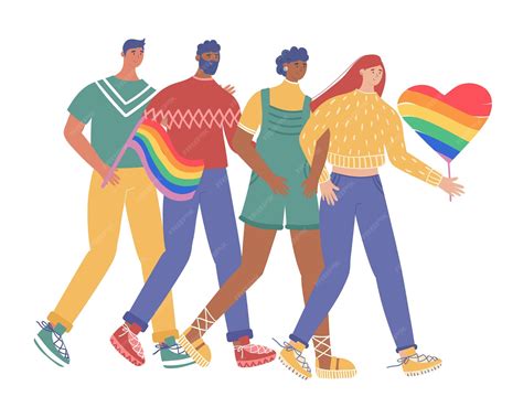 Comunidad Lgbt Un Grupo De Gays Y Lesbianas Participa En El Desfile Del Orgullo Ilustración De