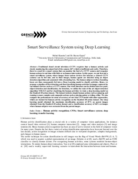 Pdf Smart Surveillance System Using Deep Learning