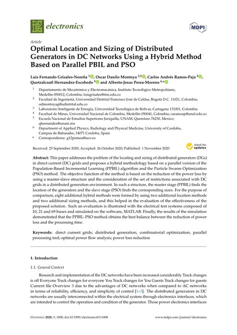 Pdf Optimal Location And Sizing Of Distributed Generators In Dc Networks Using A Hybrid Method