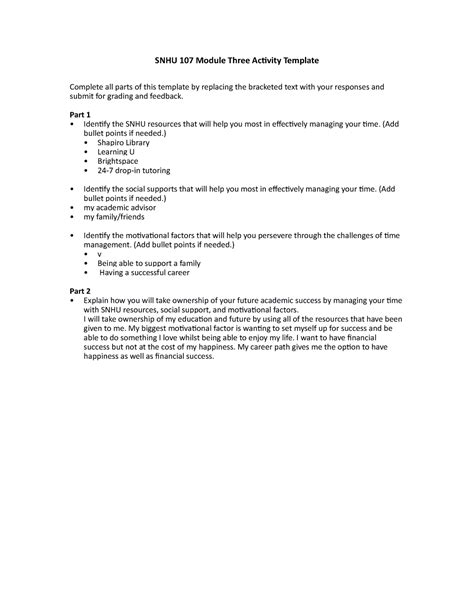 Snhu 107 Module Five Activity Template