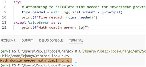 Python Valueerror Math Domain Error