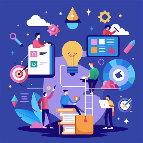 디지털 워크스페이스에서 팀 효율성을 높이는 협업 작업 흐름과 프로젝트 관리 프리미엄 벡터