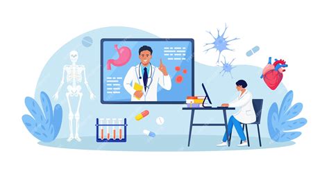 Premium Vector Medical Conference Online Education Mentor Giving Scientific Researching