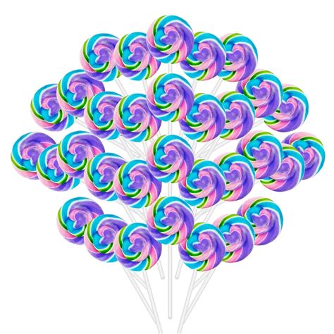 32 Pack Rainbow Swirl Blueberry Lollipops Mermaid