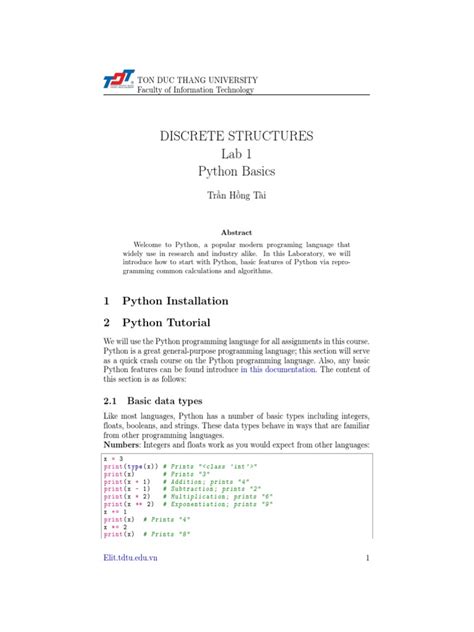 Introduction To Python Programming Data Types Containers And Basic