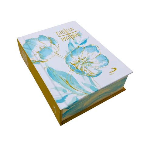Bíblia Sagrada Católica Pastoral Bolso Capa Dura Floral Azul
