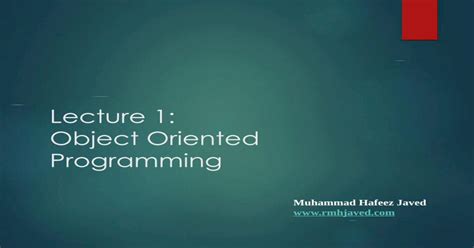 Pdf Lecture 2 Object Oriented Programming 1 Ooppdfprocedural Vs