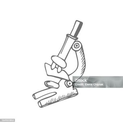 손으로 그린 현미경 라인 아트 화학 제약 기기 미생물학 확대 도구 과학 화학 및 탐험의 상징 벡터 실험실 현미경 일러스트레이션 격리 Dna에 대한 스톡 벡터 아트 및 기타