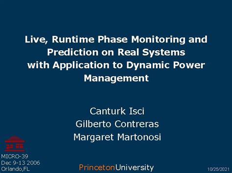 Live Runtime Phase Monitoring And Prediction On Real