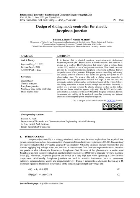 Pdf Design Of Sliding Mode Controller For Chaotic Josephson Junction
