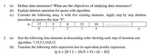 Solved A Define Data Structures What Are The Chegg