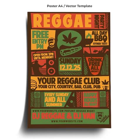 Premium Vector Reggae Party Poster Template
