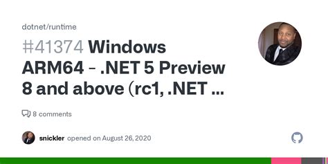 windows arm64 5 preview 8 and above rc1 6 preview