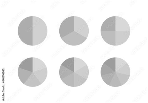 Gray Colors Round Section Graph Circle Chart Circular Structure Divided Into Pieces Pie
